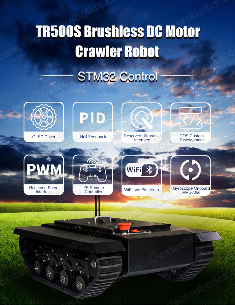 FOXTECHROBOT - Tr500s 50kg Payload Crawler Tank Tracked Undercarriage ...