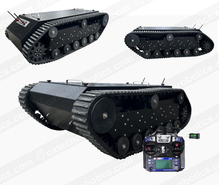 FOXTECHROBOT Tr600 120kg Payload Remote Control All Terrain Ros Rubber Track Crawler Tracked ...