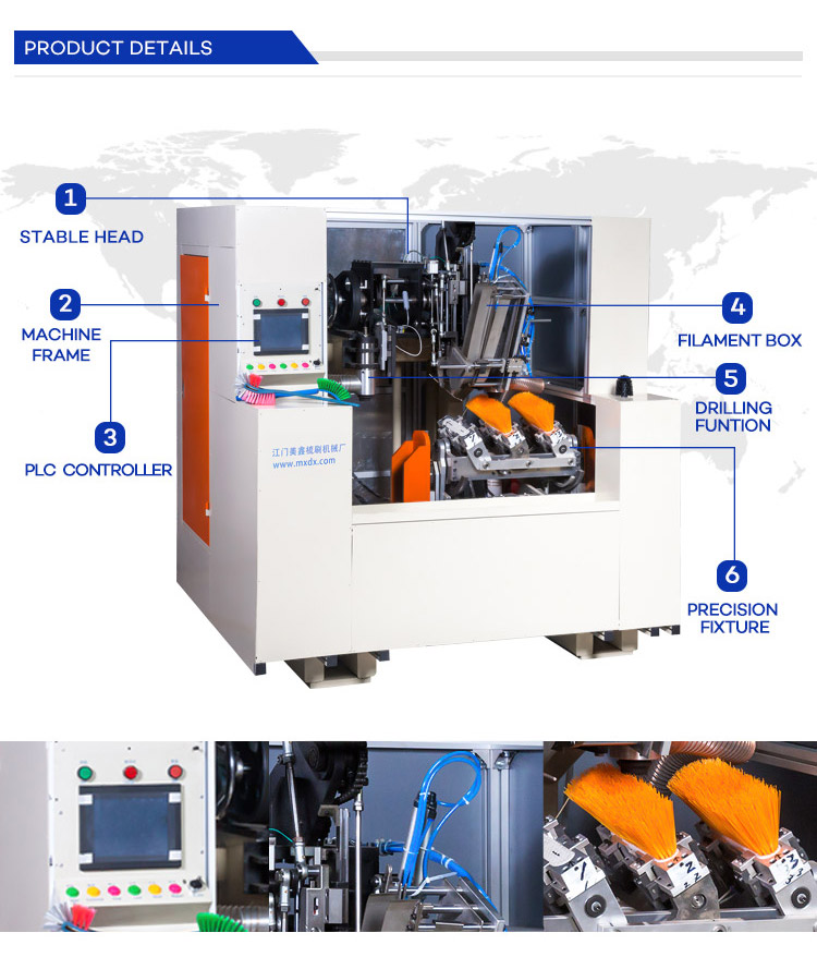 Automatic 5 Axis Broom Brush Tufting Machine, 2 Drilling 1 Tufting ...