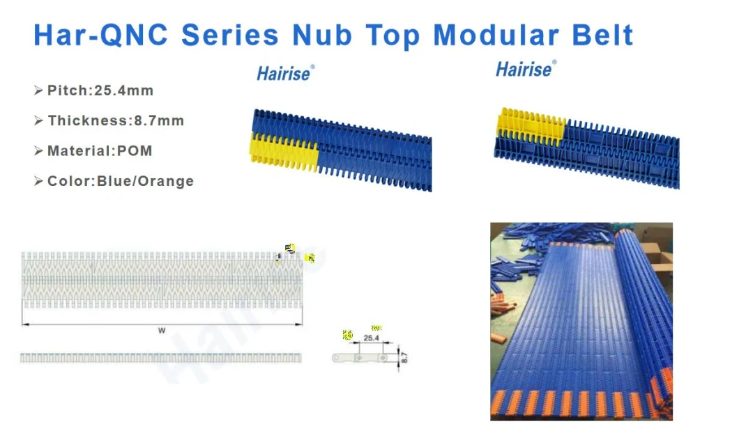 Hairise QNC nub top conveyor belt for corrugated board industry plastic ...