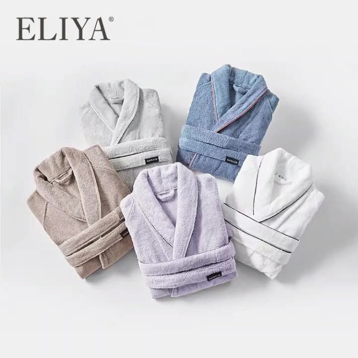 Hot Sale Hotel White Bathrobe 100% Cotton Quick-drying Long Bathrobes ...