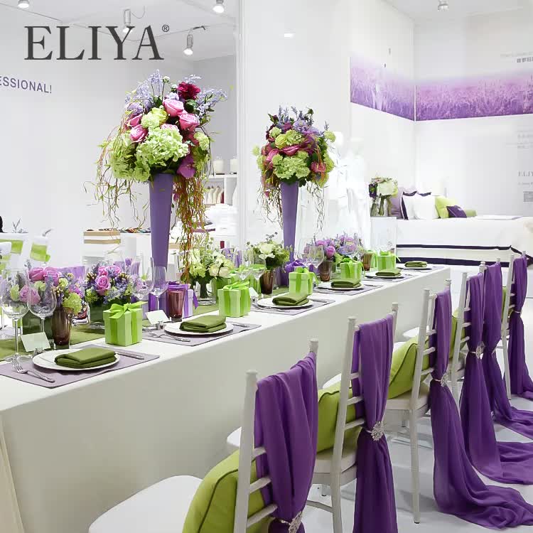 Polyester Banquet Designs Round Wedding Dining Table Cloth Custom | ELIYA