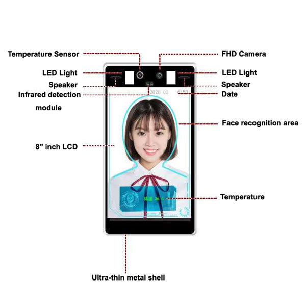 Face recognition and Temperature Detection AI Smart Camera With 8 Inch ...