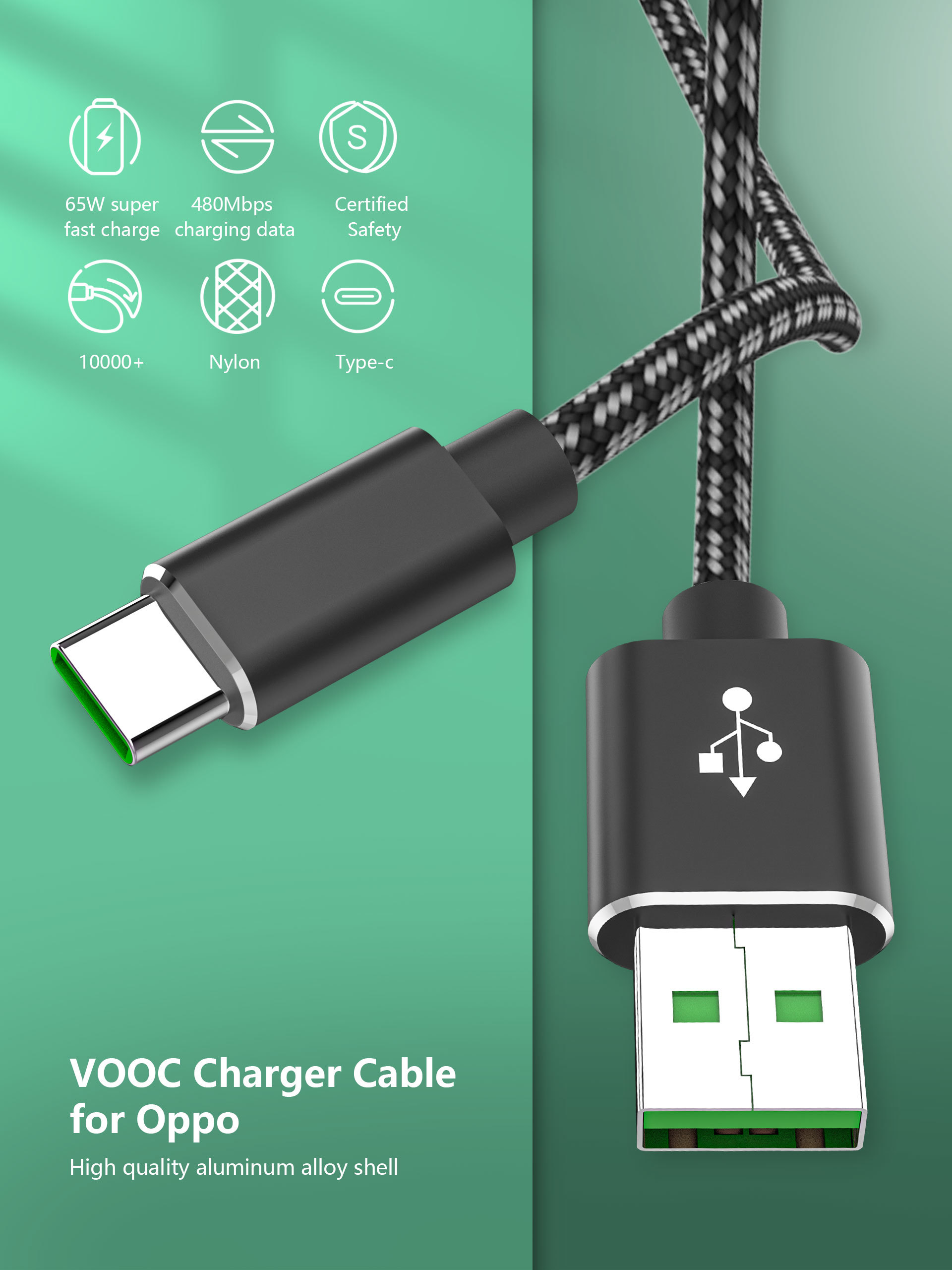 Cable OCC Super VOOC Proveedores de cable de carga USB: 65 W, 480 Mbps ...