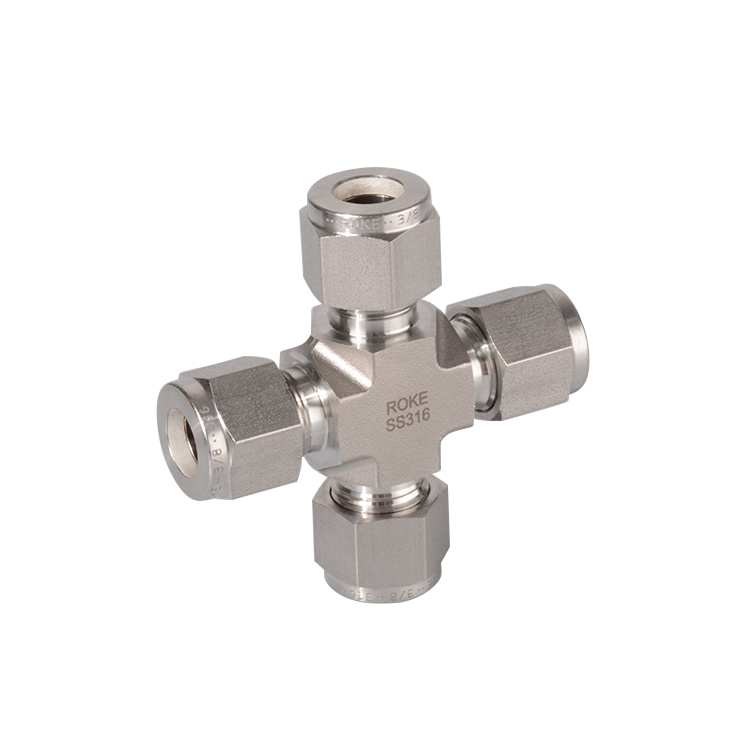 OD 3/8 1/4 1/2 SS316 Compression Double Ferrule 4 Way Cross Union ...