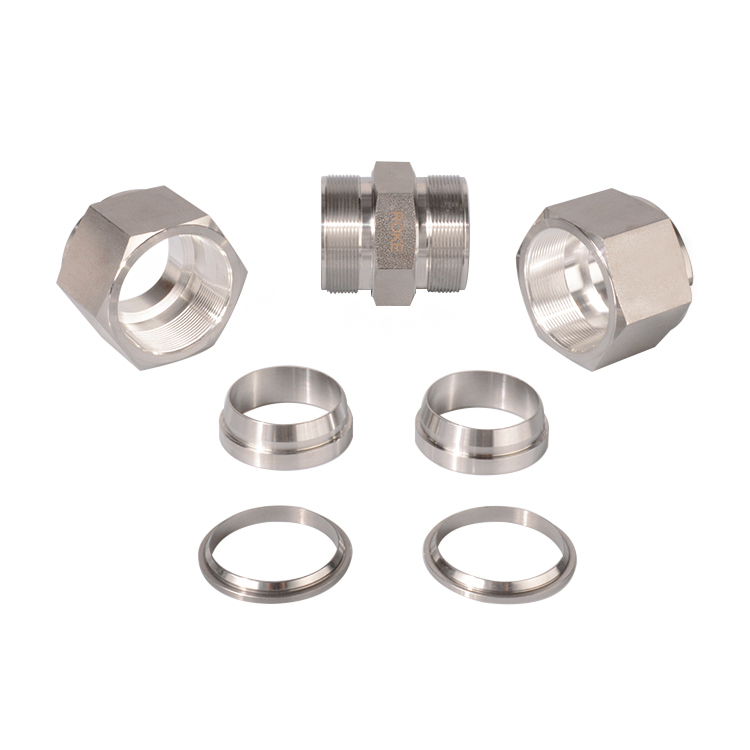 SS316 Stainless Steel 50mm Metric Double Ferrules Straight Union Tube ...