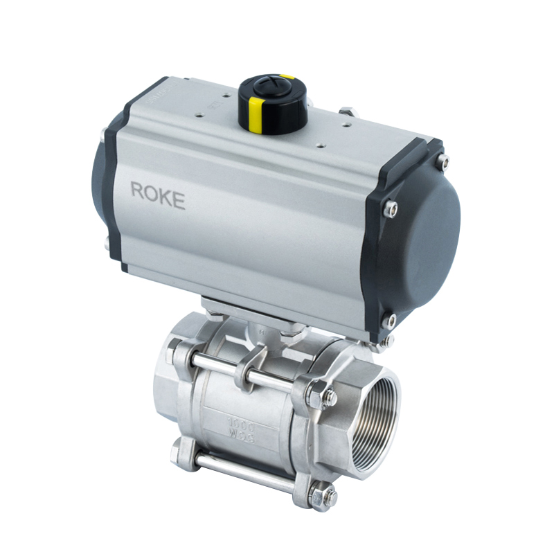 Stainless Steel 3 Pieces Pneumatic Female Thread Casting Ball Valve ...