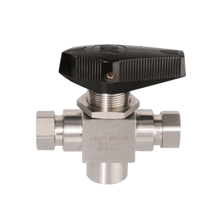 6000 PSI sanitary 3 way valve 3pc style stainless steel mini ball valve ...