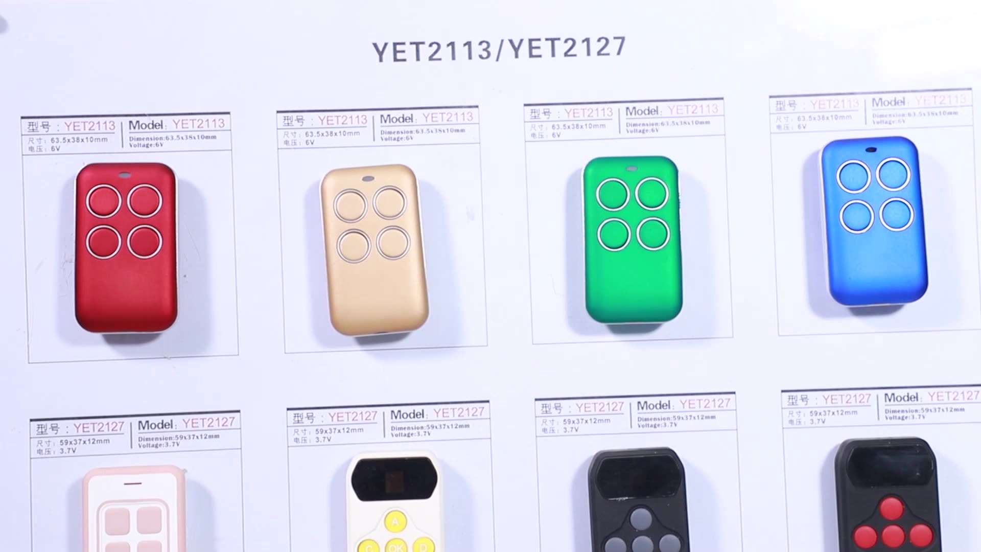 YET2128 Universal Electronic Remote Control RF Transmitter for Gate