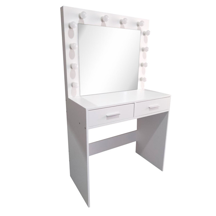 White Wood Dressing Table With LED Mirror For Bedroom | Phoenix Home