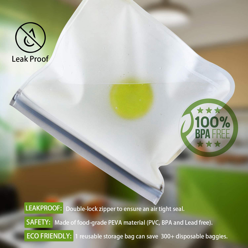 Lesi - Food Storage Bag Reusable Stand Up Zip Shut Leakproof Containers ...