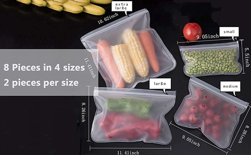 Lesi - Food Storage Bag Reusable Stand Up Zip Shut Leakproof Containers ...