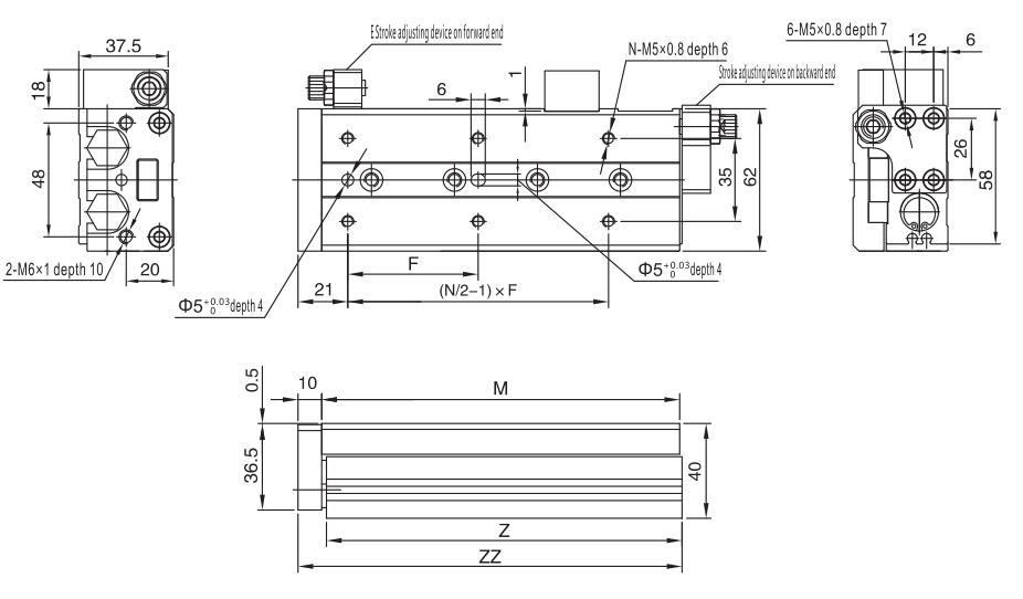 Mini Slides Cylinders MXS for Pneumatic Applications with Tight Space