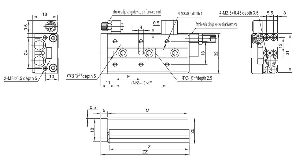 Mini Slides Cylinders MXS for Pneumatic Applications with Tight Space