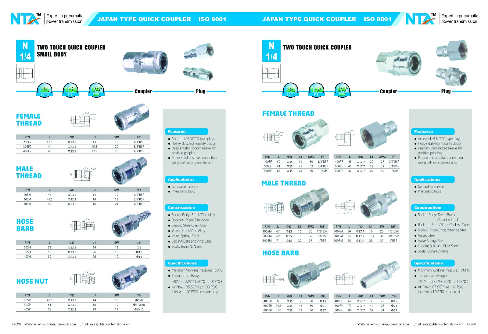 Japan Type Pneumatic Quick Coupler China Factory - Ningbo Titan