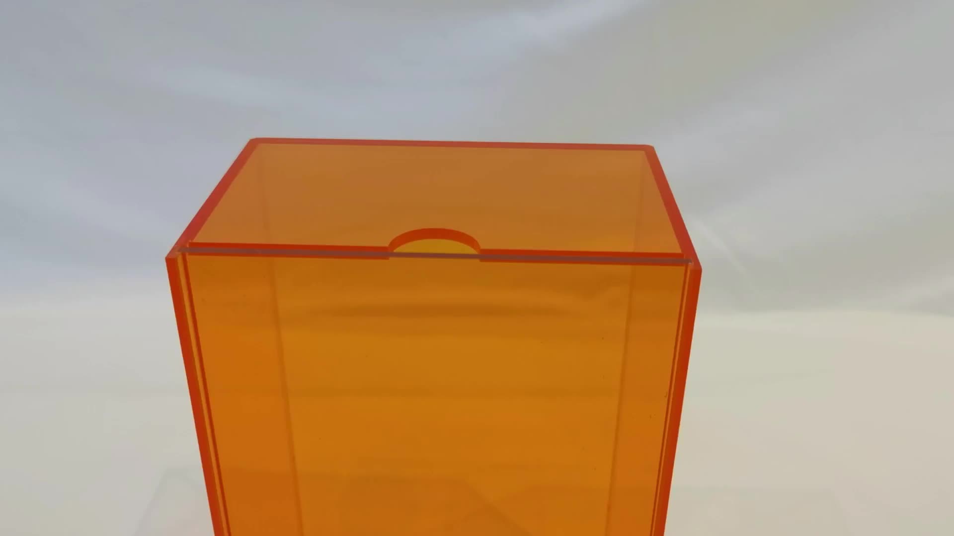 Convenient design orange transparent acrylic storage box with slide lid
