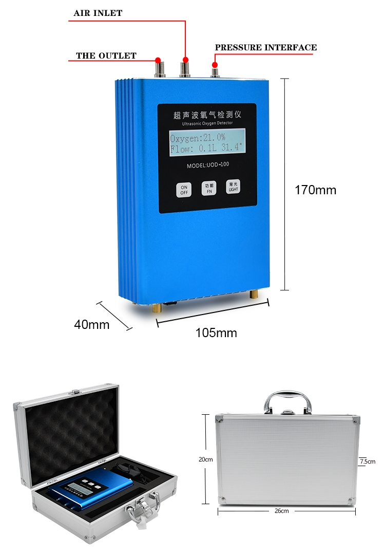 UOD-100 Portable multifunctional Measure oxygen concentration flow rate ...