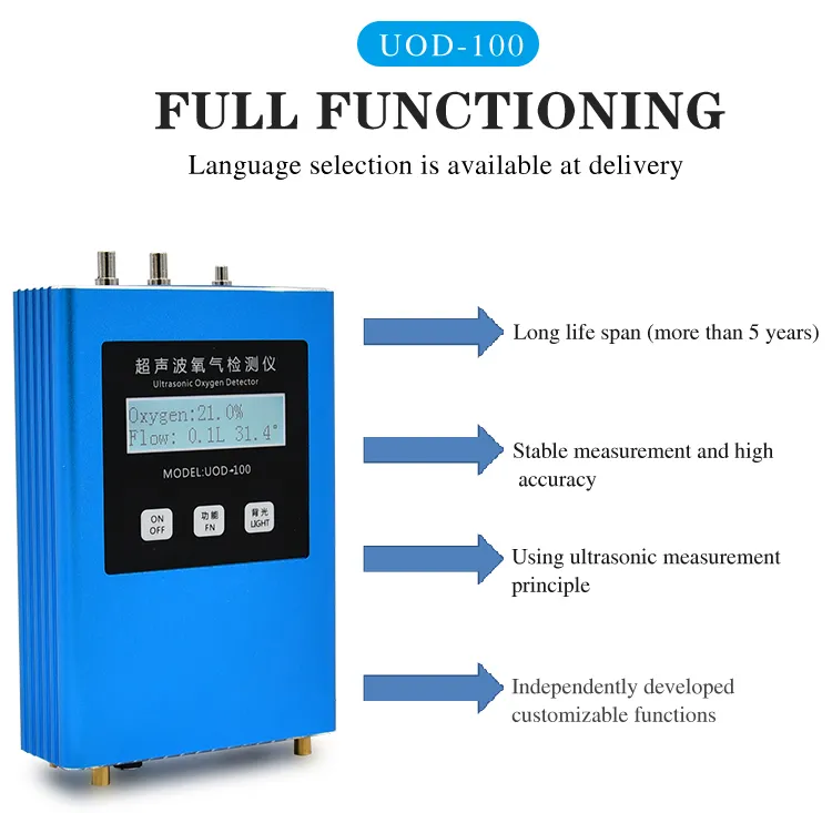 Uod 100 Portable Multifunctional Measure Oxygen Concentration Flow Rate Ultrasonic Oxygen Sensor