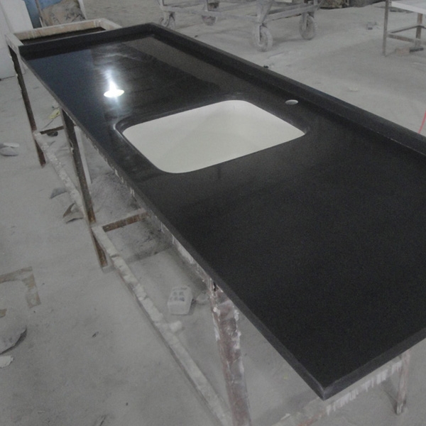 High Class Man Made Acrylic Black Solid Surface Countertop-Bienstone.com