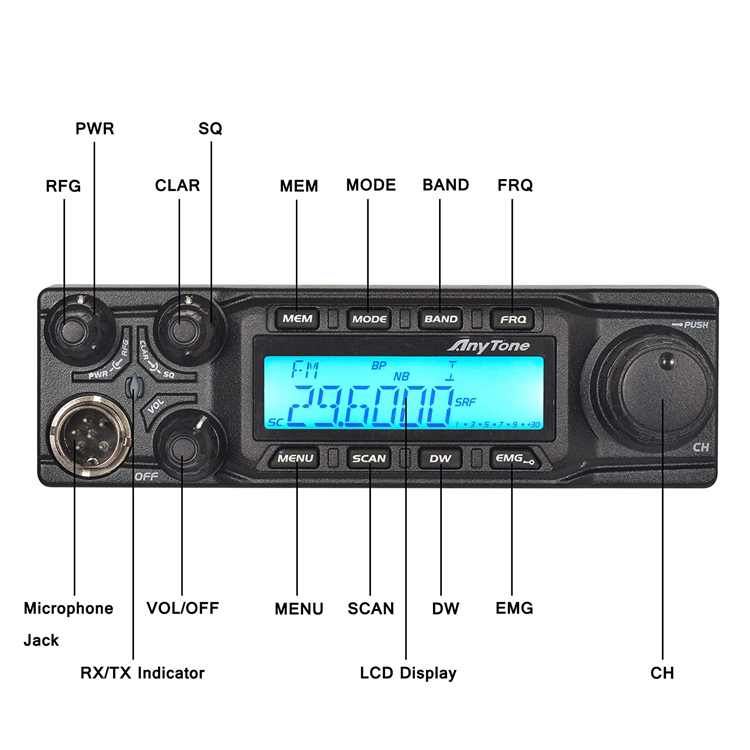 Anytone - Anytone AT-6666 10 METER RADIO AM FM SSB 25.615-30.105 MHz ...