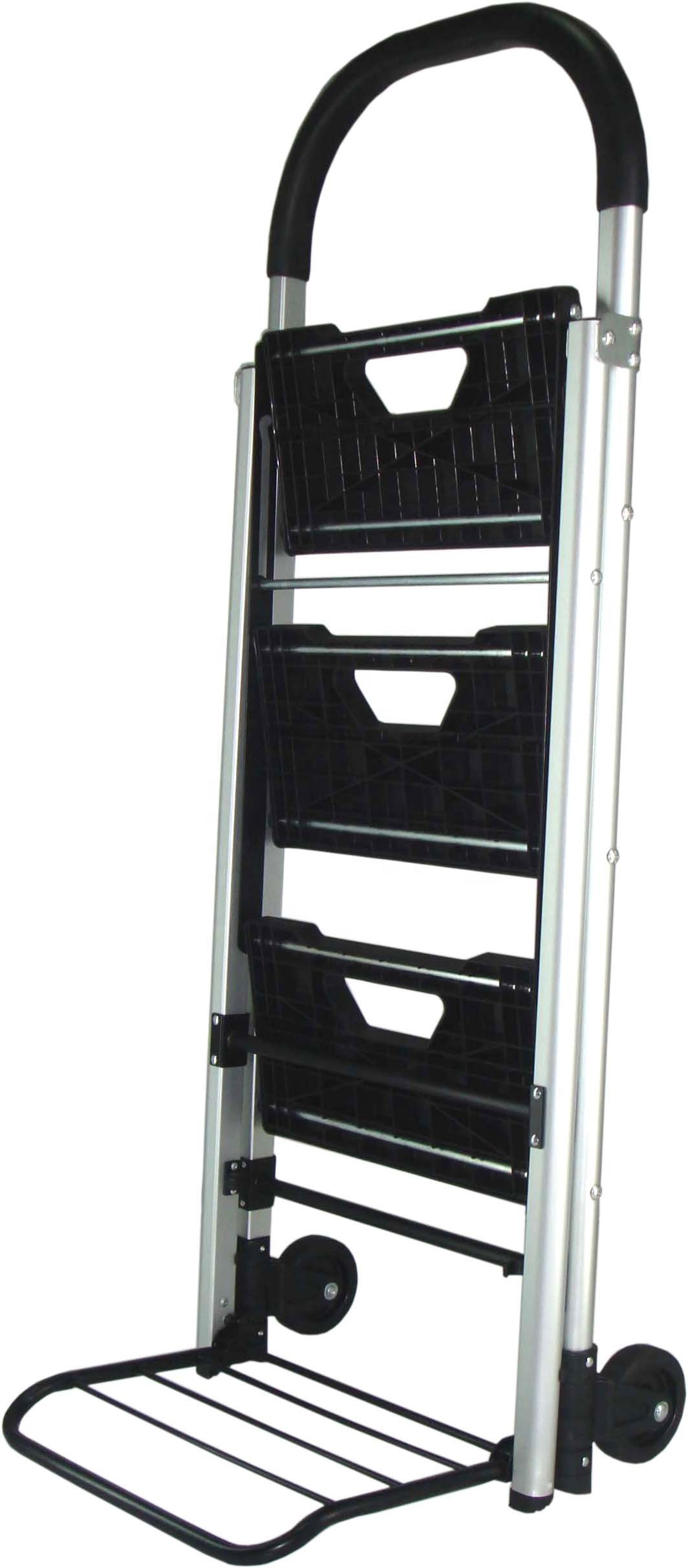 SHUNHE - Collapsible 3 Steps Ladder 2-in-1 hand cart with folding two ...