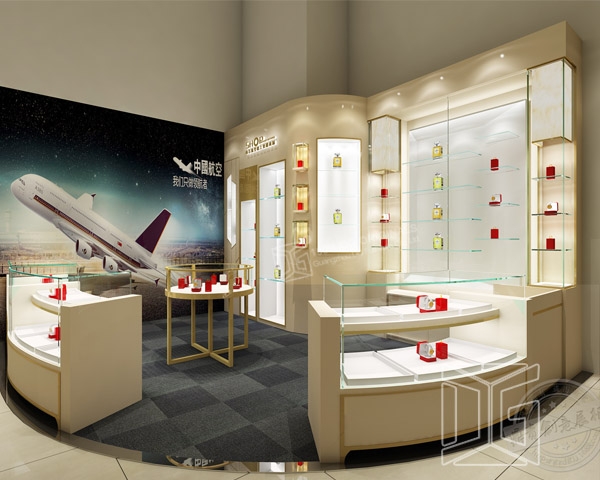 DG Showcase High End Luxury Mall Glass Jewelry Display Showcase Warm Style