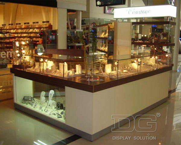DG Showcase High End Luxury Mall Glass Jewelry Display Showcase Warm Style