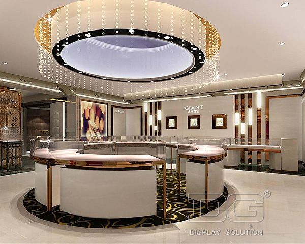 DG Showcase High End Luxury Mall Glass Jewelry Display Showcase Warm Style