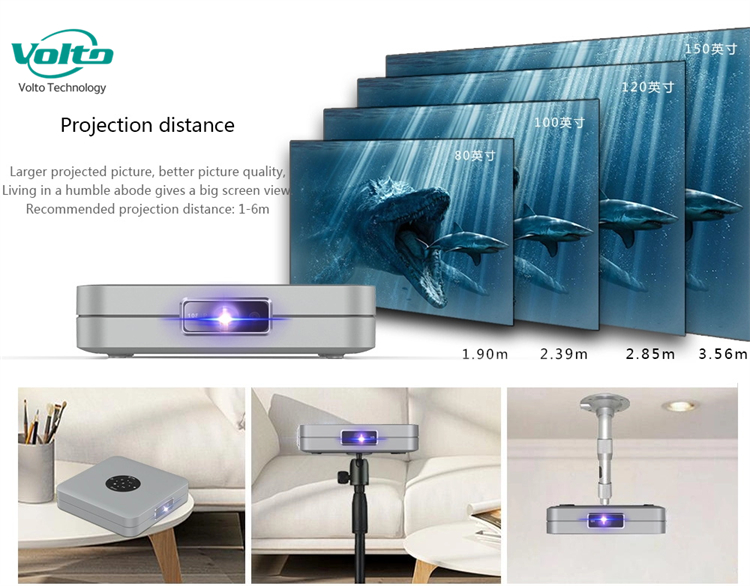 Volto Projector - DLP 4K 3D pocket projector home theater Quad-core ...